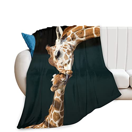 HUGDIY Giraffe Fleece Throw Blanket 43"x56", Soft Cozy Blanket, Lightweight Fuzzy Fluffy Plush Blanket for Bed Sofa Travel