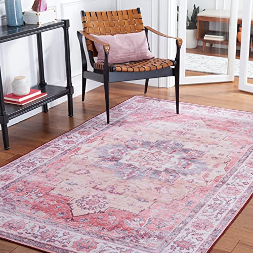 SAFAVIEH Tucson Collection Area Rug - 5' x 8', Rust & Beige, Persian Design, Non-Shedding Machine Washable & Slip Resistant Ideal for High Traffic Areas in Living Room, Bedroom (TSN163P)