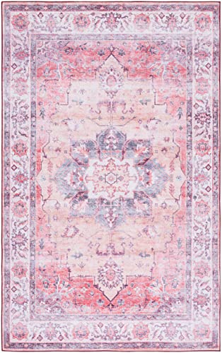 SAFAVIEH Tucson Collection Area Rug - 5' x 8', Rust & Beige, Persian Design, Non-Shedding Machine Washable & Slip Resistant Ideal for High Traffic Areas in Living Room, Bedroom (TSN163P)