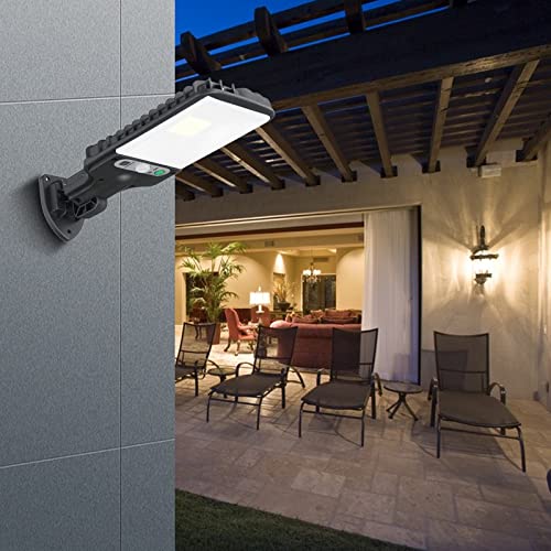 Qiopertar Solar Street Light IP65 Waterproof Outdoor Solar Powered Street Lights Dusk to Da-wn with Motion Sensor LED Security Flo-od Light for Parking Lo Drive-Way Square Yard Garden