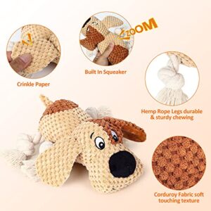 PUHOHUN Squeaky Dog Toys Dog Plush Toy for Large Chewers Dog Toys with Crinkle Paper and Squeaker Tug of War Dog Toys