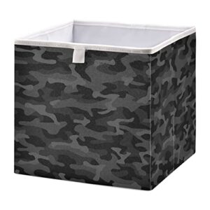 kigai cube storage bin camo black camouflage foldable storage basket toy storage box for home organizing shelf closet bins, 11 x 11 x 11-inch