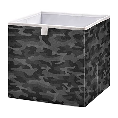 Kigai Cube Storage Bin Camo Black Camouflage Foldable Storage Basket Toy Storage Box for Home Organizing Shelf Closet Bins, 11 x 11 x 11-Inch