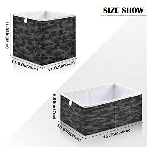 Kigai Cube Storage Bin Camo Black Camouflage Foldable Storage Basket Toy Storage Box for Home Organizing Shelf Closet Bins, 11 x 11 x 11-Inch