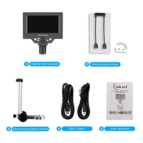 Coin Microscope,5.5" LCD Digital USB Microscope with 32G TF Card,Micsci Coin Magnifier 1000X 1080P Handheld Video Camera,PC View,Rechargeable Battery,Fill Lights for Adults Kids Soldering Error Coins