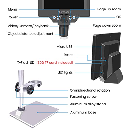 Coin Microscope,5.5" LCD Digital USB Microscope with 32G TF Card,Micsci Coin Magnifier 1000X 1080P Handheld Video Camera,PC View,Rechargeable Battery,Fill Lights for Adults Kids Soldering Error Coins