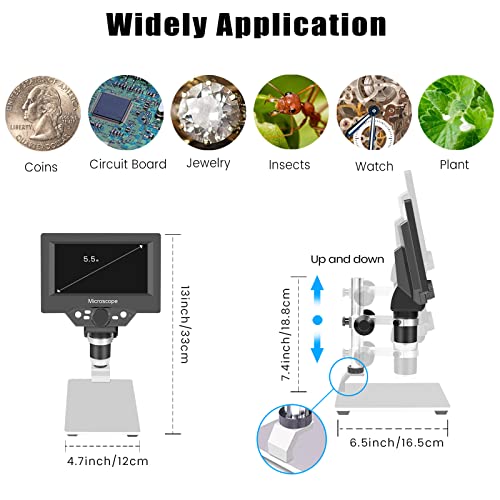 Coin Microscope,5.5" LCD Digital USB Microscope with 32G TF Card,Micsci Coin Magnifier 1000X 1080P Handheld Video Camera,PC View,Rechargeable Battery,Fill Lights for Adults Kids Soldering Error Coins