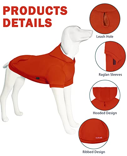 Kickred 2 Pieces Basic Cotton Dog Hoodie Sweater, Soft Pet Clothes Dog Sweatshirts, Dog Outfit Coat Pullover with Pocket and Leash Hole for Small Medium Large Dogs, L