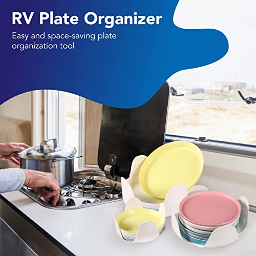 (1+1 Set) Upgrade RV Plate Holder, Dish Stacking Organizer - Small Stacker Fits Up to 7 1/4” Plates Large Stacker Fits Up to 10 1/4” Plates - with Non-Slip Backing - Protect Plates During Travel