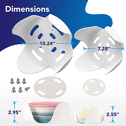 (1+1 Set) Upgrade RV Plate Holder, Dish Stacking Organizer - Small Stacker Fits Up to 7 1/4” Plates Large Stacker Fits Up to 10 1/4” Plates - with Non-Slip Backing - Protect Plates During Travel