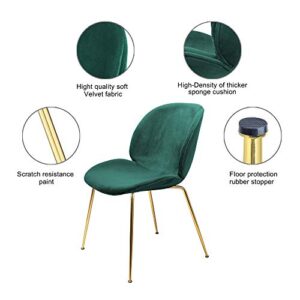 GIA Contemporary Dining Chair with Velvet Upholstery, Set of 2, Green