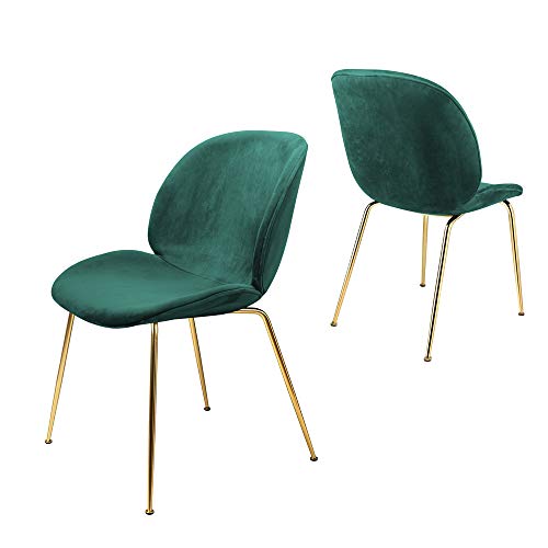 GIA Contemporary Dining Chair with Velvet Upholstery, Set of 2, Green