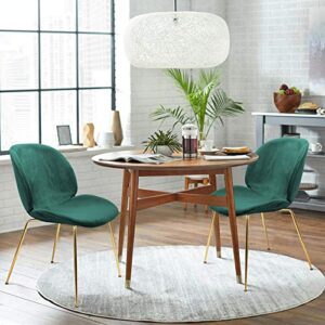 GIA Contemporary Dining Chair with Velvet Upholstery, Set of 2, Green