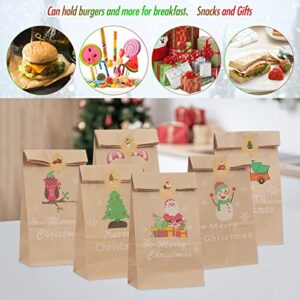 Skycase 12 Pcs Christmas Paper Bags, Party Gift Candy Treat Bag 6 Patterns with 12 Pcs Christmas Label Stickers for Outdoor Indoor Home, School, Office Xmas Party