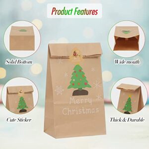 Skycase 12 Pcs Christmas Paper Bags, Party Gift Candy Treat Bag 6 Patterns with 12 Pcs Christmas Label Stickers for Outdoor Indoor Home, School, Office Xmas Party