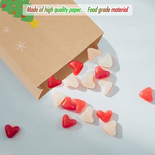 Skycase 12 Pcs Christmas Paper Bags, Party Gift Candy Treat Bag 6 Patterns with 12 Pcs Christmas Label Stickers for Outdoor Indoor Home, School, Office Xmas Party