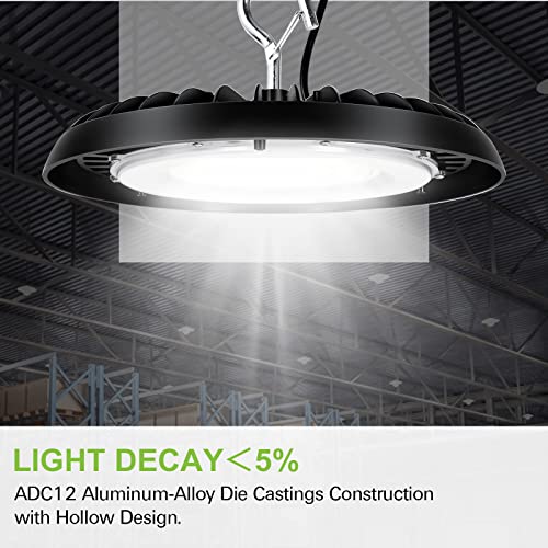 hykolity LED High Bay Light 200W, 5000K 26,000lm UFO LED High Bay Light Fixture, [450W MH/HPS Equiv.] 120V, IP65 Commercial Warehouse Area Light for Wet Location, 2 Pack