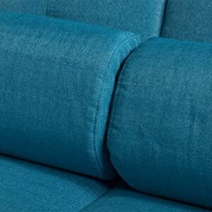 5-Angle Adjustable Futon Sofa Bed Convertible Sofa Recliner Sofa with 2 Armrest Pillows, Sleeper Sofa Modern Polyester Fabric Loveseat Sofa Folding Couch for Small Space (Blue)