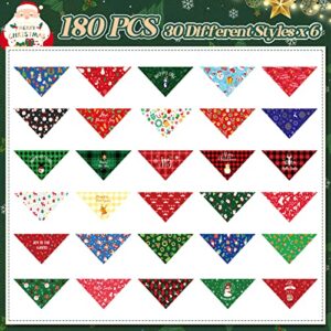 180 Pieces Christmas Dog Bandanas Bulk Xmas Dog Cat Bibs Holiday Pet Costume Dog Christmas Outfit Triangle Scarf Kerchief for Small to Medium Pet