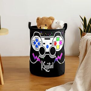 Custom Gamepad Storage Basket with Handles Personalized Name Waterproof Collapsible Laundry Baskets for Clothes