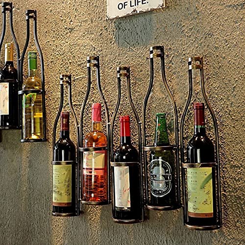 Gdrasuya10 Wall Wine Rack, 5 Bottles Wall-Mounted Wine Racks Wine Holder for Kitchen, Dining Room, Bar, LxWxH: 23.2x3.5x19.6inch, Bronze