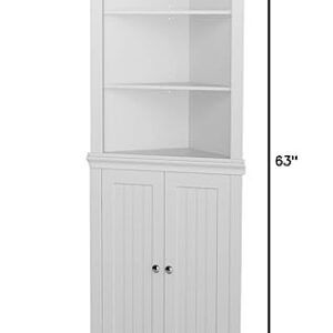 YESHOMY Corner Cabinet Shelves, Side Free Standing Storage Organizer with Large Space and Two Doors, Home Furniture for Multifunction in Living Room, Bathroom, Hallway, Kitchen, Bedroom, White