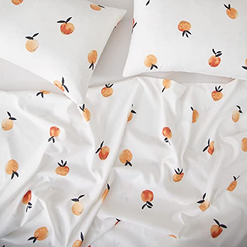 HYPREST King Size Duvet Cover Set, 3 Pieces Cute Orange Duvet Cover Set- Soft, Lightweight & Breathable, Standard 100 by Oeko-Tex(No Comforter)