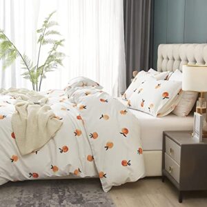 HYPREST King Size Duvet Cover Set, 3 Pieces Cute Orange Duvet Cover Set- Soft, Lightweight & Breathable, Standard 100 by Oeko-Tex(No Comforter)