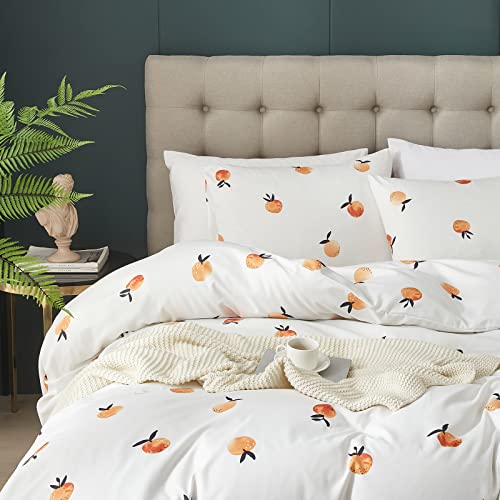 HYPREST King Size Duvet Cover Set, 3 Pieces Cute Orange Duvet Cover Set- Soft, Lightweight & Breathable, Standard 100 by Oeko-Tex(No Comforter)