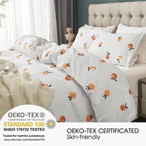 HYPREST King Size Duvet Cover Set, 3 Pieces Cute Orange Duvet Cover Set- Soft, Lightweight & Breathable, Standard 100 by Oeko-Tex(No Comforter)