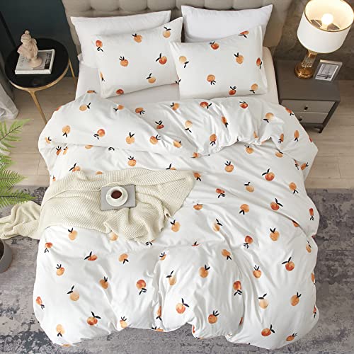 HYPREST King Size Duvet Cover Set, 3 Pieces Cute Orange Duvet Cover Set- Soft, Lightweight & Breathable, Standard 100 by Oeko-Tex(No Comforter)