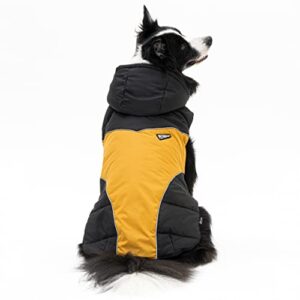 Petridge Dog Coat Warm Winter Clothes Cold Weather Coats with Hood for Medium Large Dogs (Yellow 55)