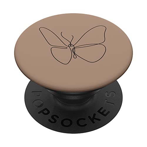 Beige Brown Simple Minimalist Butterfly PopSockets Swappable PopGrip