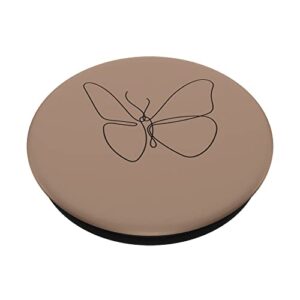 Beige Brown Simple Minimalist Butterfly PopSockets Swappable PopGrip