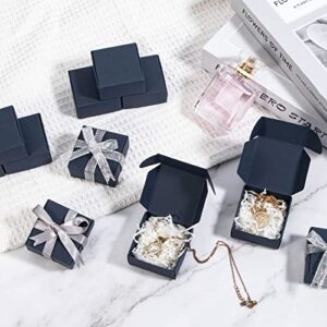 Navy Blue Gift Boxes ,NIGNYA 100 pcs Small Business Gift Box Kraft Paper Gift Boxes 2.16x2.16x0.98 inch, Mini Square Gift Wrapping Favor Box with Lids Small Boxes for Presents Bridal Wedding Party Jewelry box