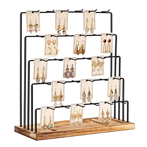 DGWJSU Earring Display Stands for Selling , Earring Rack Display Holder Stand, Jewelry Display for Selling Earring Cards, Bracelets, Hair Accessories, Rings, Necklaces 15"W x 6"D x 15.5"H (30 Hooks)