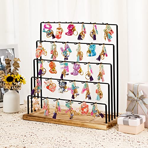 DGWJSU Earring Display Stands for Selling , Earring Rack Display Holder Stand, Jewelry Display for Selling Earring Cards, Bracelets, Hair Accessories, Rings, Necklaces 15"W x 6"D x 15.5"H (30 Hooks)