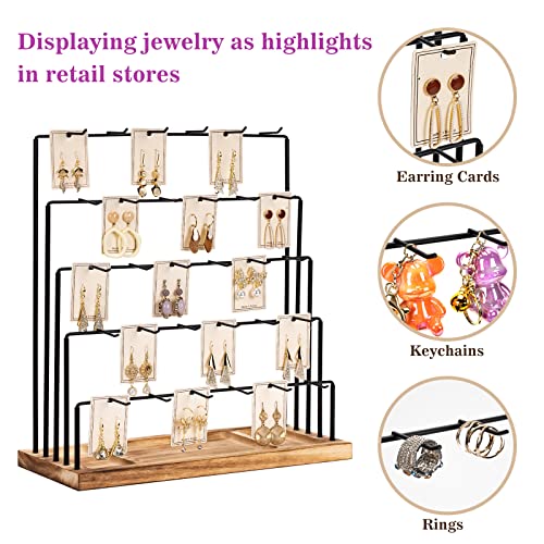 DGWJSU Earring Display Stands for Selling , Earring Rack Display Holder Stand, Jewelry Display for Selling Earring Cards, Bracelets, Hair Accessories, Rings, Necklaces 15"W x 6"D x 15.5"H (30 Hooks)