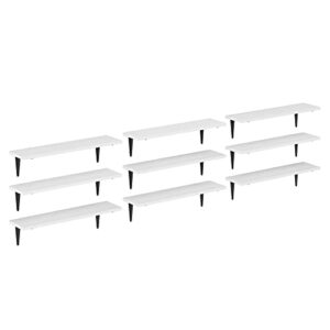 wallniture arras floating shelves for living room decor, 24" wall shelves office & kitchen organization, white long bookshelf set of 9