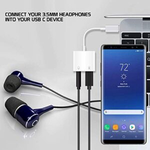 Pro Headphone 3Amp Aux Adapter Compatible with Your Samsung Galaxy A23 Plus USB-C 3.5mm Audio & Hi-Power Charging Port (Charge While You Listen)