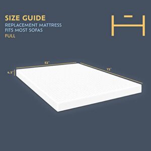 Heyward Premium Memory Foam Sofa Bed Replacement Mattress for Full Size Sleeper | 4.5” Inch | CertiPUR-US Certified | Washable Material w/Non-Slip Base | 73”L x 52”W x 4.5”H