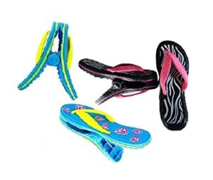 2 set (4 ct) black flops / blue flops beach towel clips jumbo size for beach chair, cruise beach patio, pool accessories for chairs, household clip, baby stroller