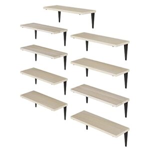 wallniture arras floating shelves for wall decor, bookshelf living room decor kitchen organization, hallway & office decor wall shelves for bedroom natural board set of 9