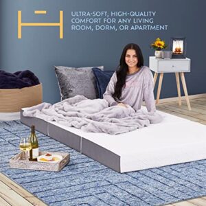 Heyward Luxury 6” Memory Foam Trifold Mattress | Twin XL, Portable Space Saver, Firm, CertiPUR-US Certified | Washable Bamboo Jacquard Ventilated Material w/Non-Slip Base | 75”L x 38”W x 6”H