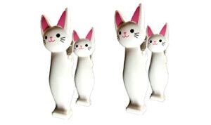 ﻿2 set (4 ct) white cat beach towel clips jumbo size for beach chair, cruise beach patio, pool accessories for chairs, household clip, baby stroller