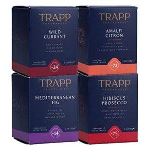 Trapp 2oz Votive Scented Candle Fresh Fruit Bouquet Variety, Set of 4 - Includes No. 14 Mediterranean Fig, No. 24 Wild Currant, No. 75 Hibiscus Prosecco, and No. 72 Amalfi Citron