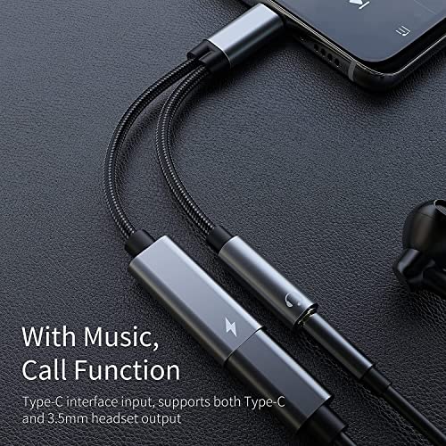 UWOXX USB C to 3.5mm Headphone and Charger Adapter, 2 in 1 USB C PD 3.0 Charging Port to Aux Audio Jack and 60W Fast Charging Dongle for Galaxy S23/S22/S21/S20/Note 20,Pixel 6/5/4/XL,iPad Pro