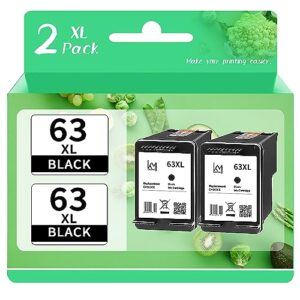 63xl black ink cartridge compatible replacement hp 63xl hp ink 63 black ink cartridge hp envy 4520 4525 hp officejet 5255 3830 4650 5258 hp deskjet 1110 1112 3630 (2b)