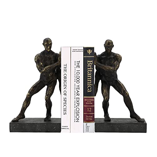 LIFFY Decorative Bookends, Black Resin Non-Skid Book Ends, Heavy Duty Bookend Holder Ornaments, Decorative Book Stopper for Shelves, Office Desk, Study Room, Creative Home Decor Gifts for Book Lovers