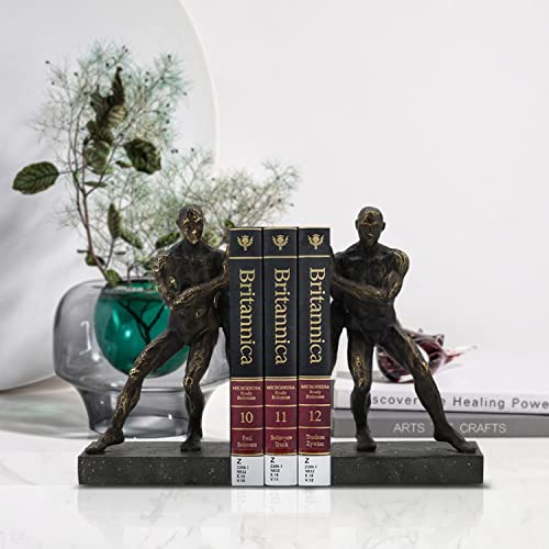 LIFFY Decorative Bookends, Black Resin Non-Skid Book Ends, Heavy Duty Bookend Holder Ornaments, Decorative Book Stopper for Shelves, Office Desk, Study Room, Creative Home Decor Gifts for Book Lovers